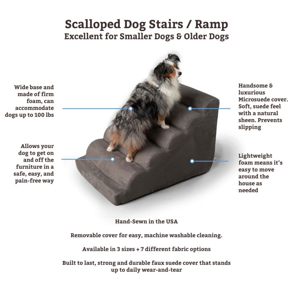 Scalloped Dog Ramp | Pet Stairs | 3 Sizes & 8 Colors | Snoozer