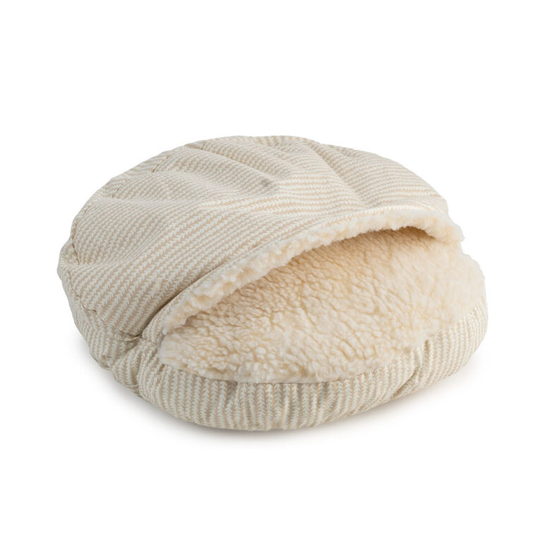 Luxury Cozy Cave® Dog Bed - Tan Bird Stripe | Snoozer