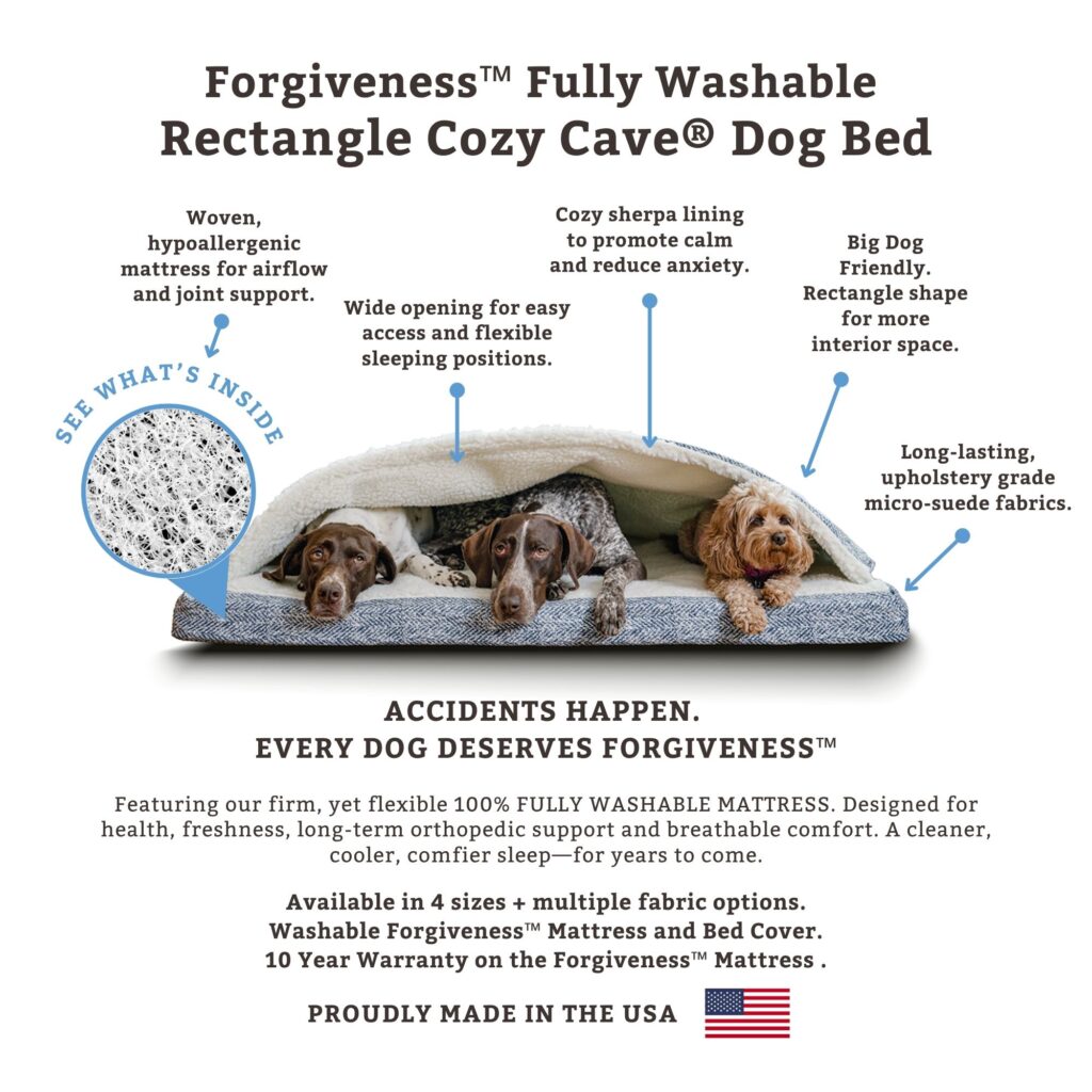 Forgiveness Cozy Cave® Rectangle Dog Bed | Wag | Snoozer Pets